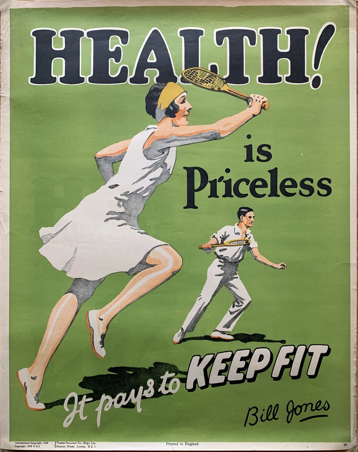An original 1920s tennis themed motivational poster, from the 'Bill ...